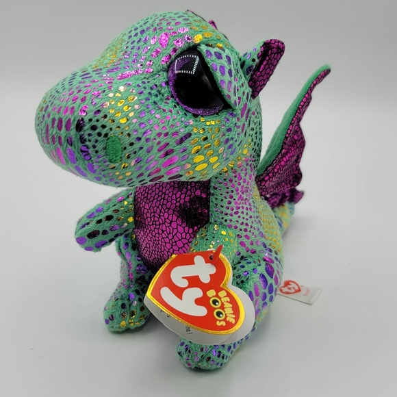 Ty | Toys | Nwt Ty Beanie Boos Cinder The Green Dragon Plush 6 | Poshmark
